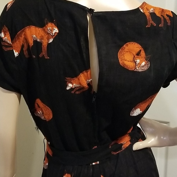 Modcloth | Pants & Jumpsuits | Bold Notion Tie Waist Jumpsuit Fox Print ...
